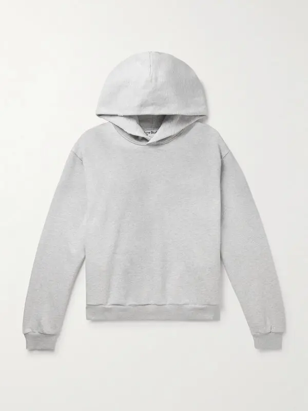 Acne Studios Franziska Garment-dyed Distressed Logo-print Cotton-blend Jersey Hoodie