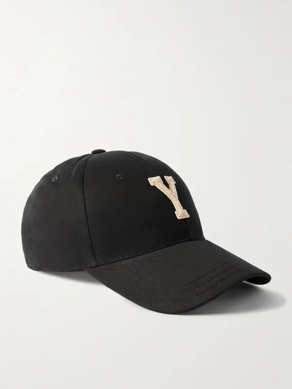 Saint Laurent Logo-appliquéd Cotton-twill Baseball Cap - Black