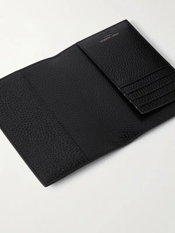 Saint Laurent Cassandre Logo-embellished Full-grain Leather Passport Holder