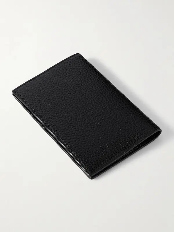 Saint Laurent Cassandre Logo-embellished Full-grain Leather Passport Holder