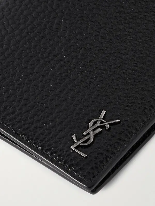 Saint Laurent Cassandre Logo-embellished Full-grain Leather Passport Holder
