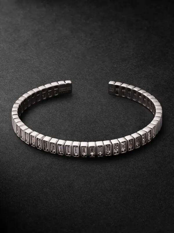 SUZANNE KALAN Inlay 18-karat White Gold Diamond Bangle - Silver