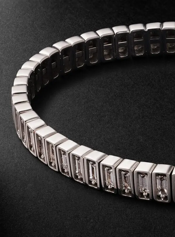 SUZANNE KALAN Inlay 18-karat White Gold Diamond Bangle