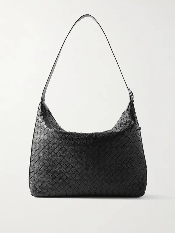 Bottega Veneta Traveler Intrecciato Full-grain Leather Tote Bag - Black
