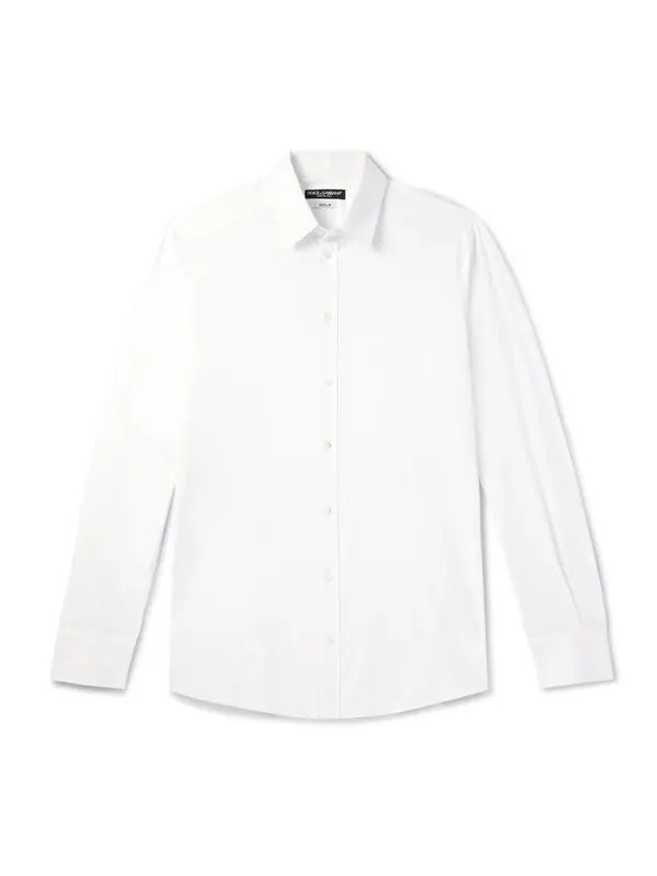 Dolce & Gabbana Slim-fit Cotton-blend Poplin Shirt - White