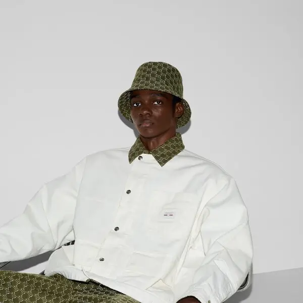 Gucci Gg Shadow Jacquard Bucket Hat - Green | Editorialist display picture 1