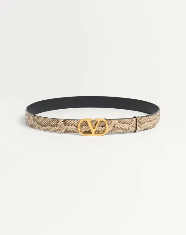 Valentino Garavani Vlogo Signature Python Belt - Cream