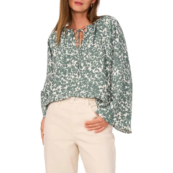 1.State Print Bell Sleeve Top
