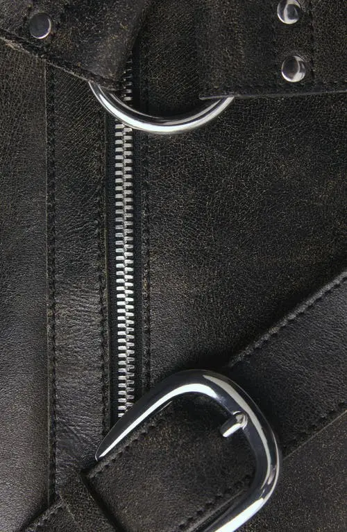 Mango Leather Shoulder Bag
