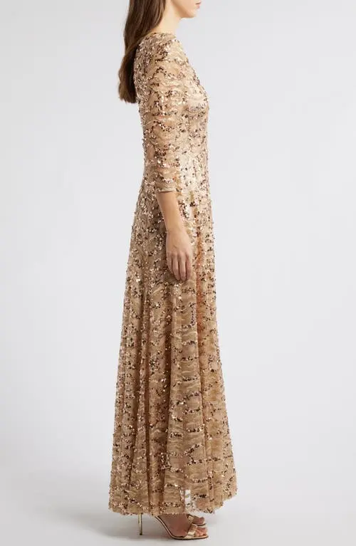 TAHARI ASL Sequin A-line Gown