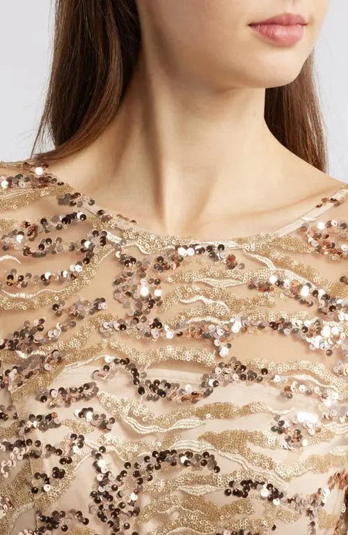 TAHARI ASL Sequin A-line Gown