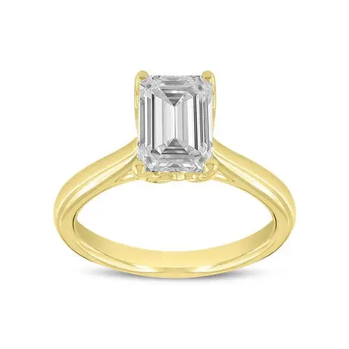 LUVMYJEWELRY Emerald Lab Grown Diamond Solitaire Engagement Ring 1.5 Ctw - 14k Yellow Gold