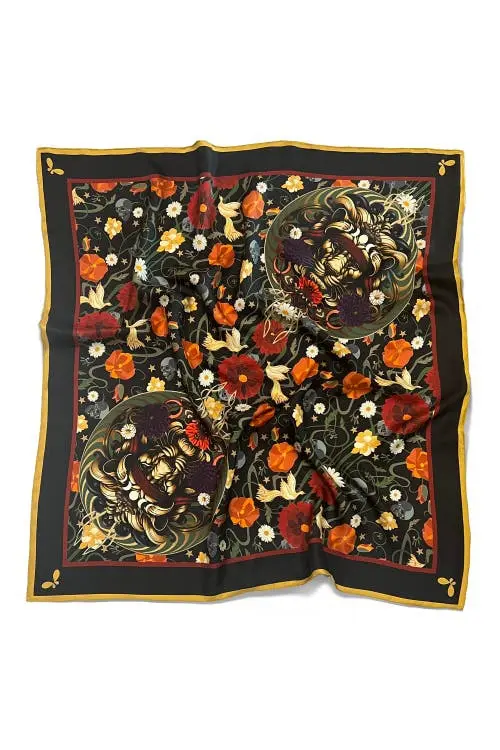 Henelle Large Silk Scarf - Black Dahlia