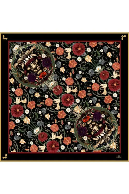Henelle Large Silk Scarf - Black Dahlia