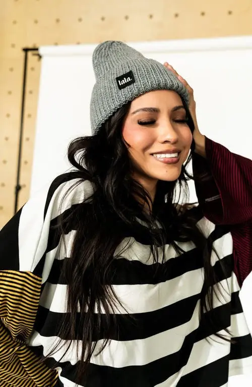 DRESSED IN LALA Grunge Chic Beanie - Grey