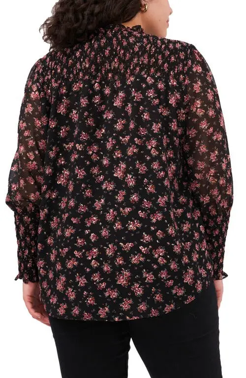 1.State Floral Print Smocked Top