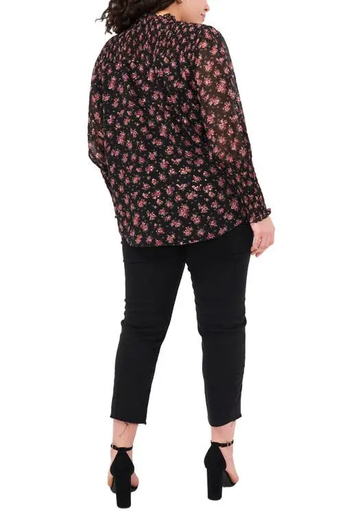 1.State Floral Print Smocked Top