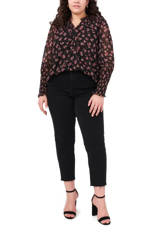 1.State Floral Print Smocked Top