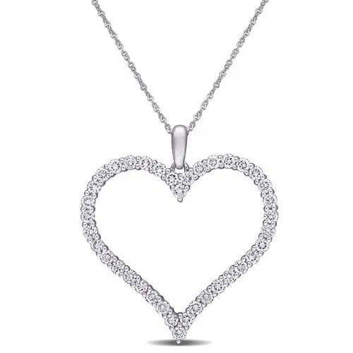 JULIANNA B. 14k Lab-grown Diamond Heart Pendant Necklace - White Gold
