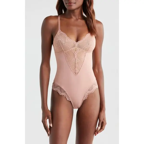 PINSY Sculpting Lace Shapewear Bodysuit - Blush Pink