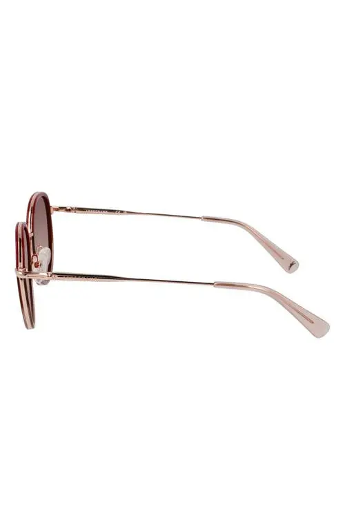 Longchamp Roseau 52mm Round Frame Sunglasses - Rose Gold/gradient Burgundy