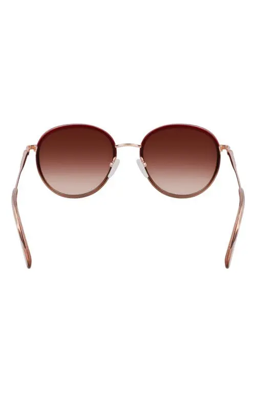 Longchamp Roseau 52mm Round Frame Sunglasses - Rose Gold/gradient Burgundy