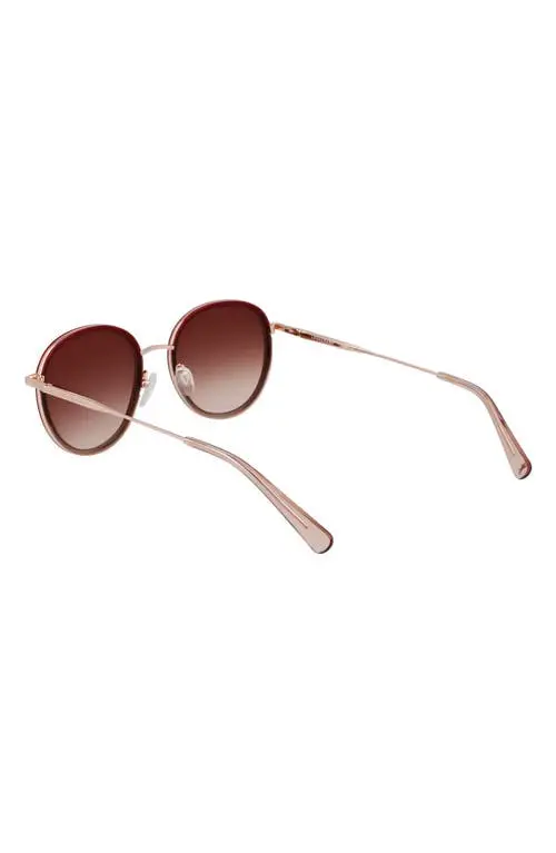 Longchamp Roseau 52mm Round Frame Sunglasses - Rose Gold/gradient Burgundy