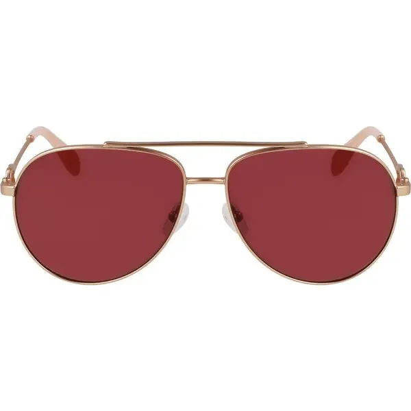 Longchamp Foulonn Aviator Sunglasses - Rose Gold/wine