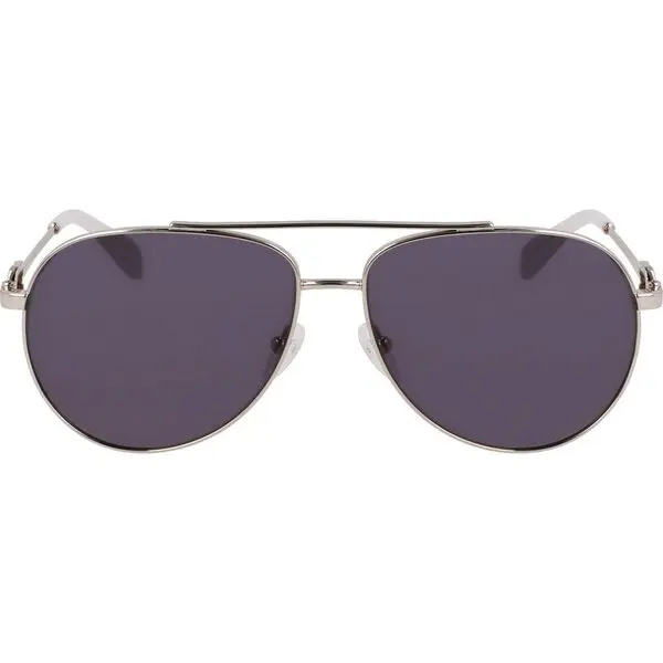 Longchamp Foulonn Aviator Sunglasses - Silver/grey