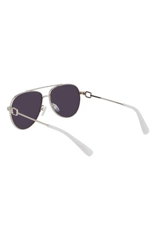 Longchamp Foulonn Aviator Sunglasses - Silver/grey