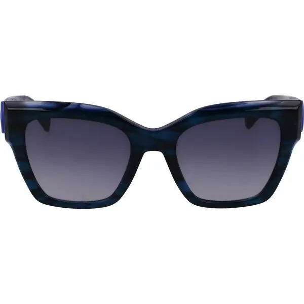 Longchamp Medallion Rectangular Sunglasses - Striped Blue
