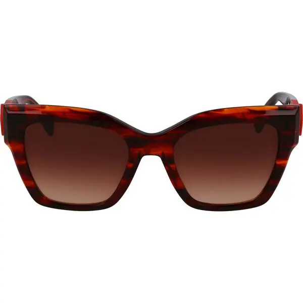 Longchamp Medallion Rectangular Sunglasses - Striped Red