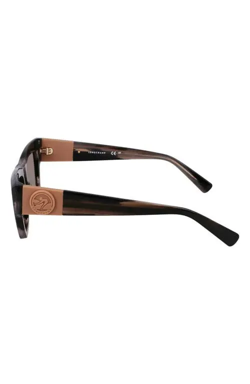Longchamp Medallion Rectangular Sunglasses - Striped Black