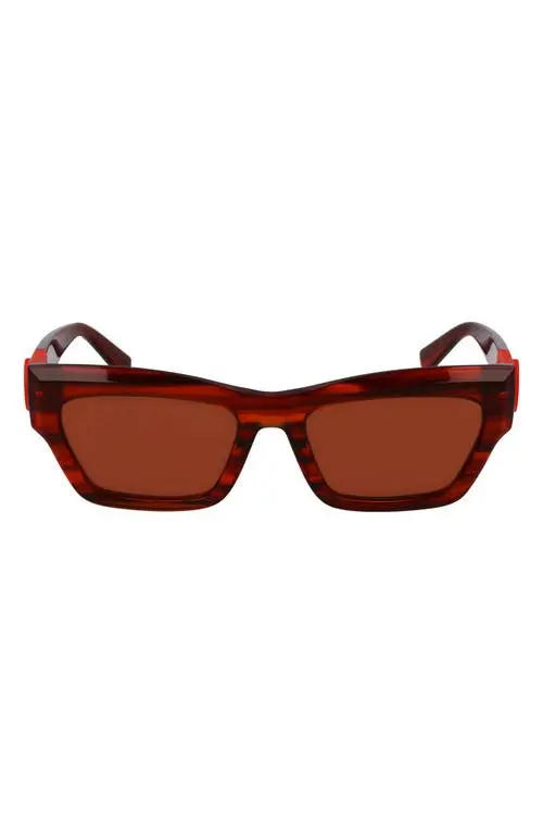 Longchamp Medallion Rectangular Sunglasses - Striped Red