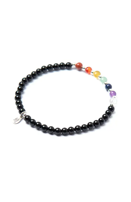 TINY RITUALS Seven Chakra Energy Beaded Bracelet - Black / Multi