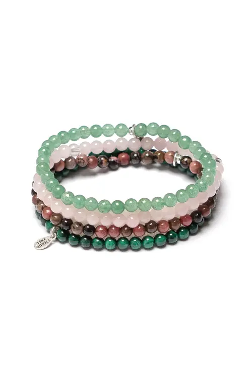 TINY RITUALS Heart Chakra Bracelet Set - Green / Pink