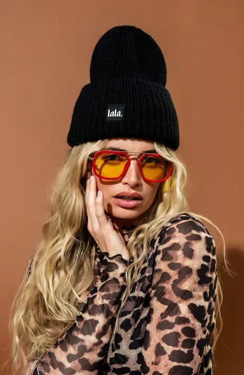 DRESSED IN LALA Grunge Chic Beanie - Black