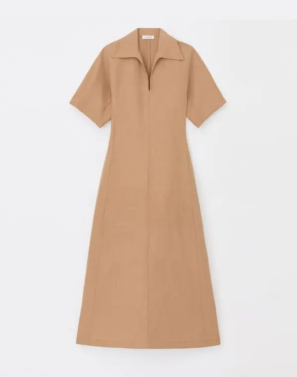 Lafayette 148 New York Silk-linen Popover Midi Dress