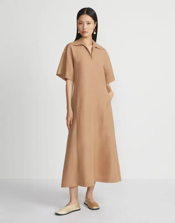 Lafayette 148 New York Silk-linen Popover Midi Dress