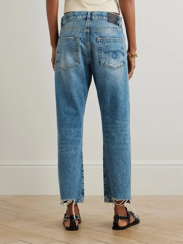 R13 Distressed Boyfriend Jeans - Blue