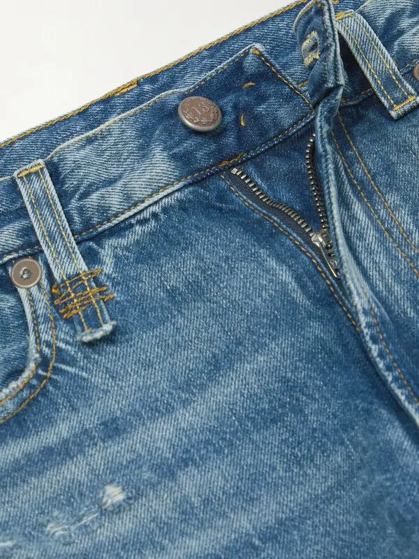 R13 Distressed Boyfriend Jeans - Blue