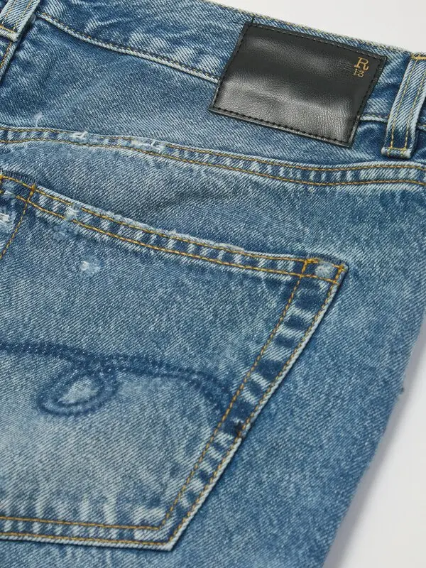 R13 Distressed Boyfriend Jeans - Blue