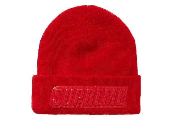 Supreme Raised Patent Logo Beanie - Red