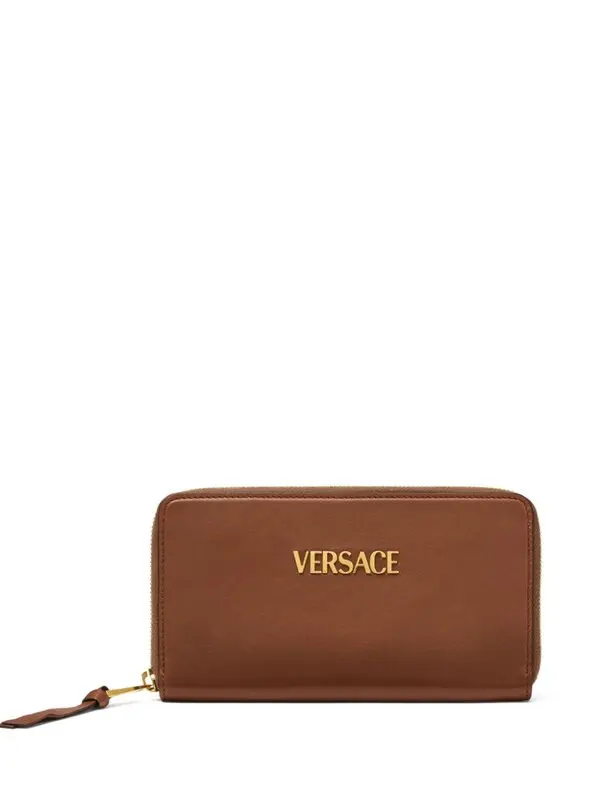 Versace Tag Long Wallet - Brown