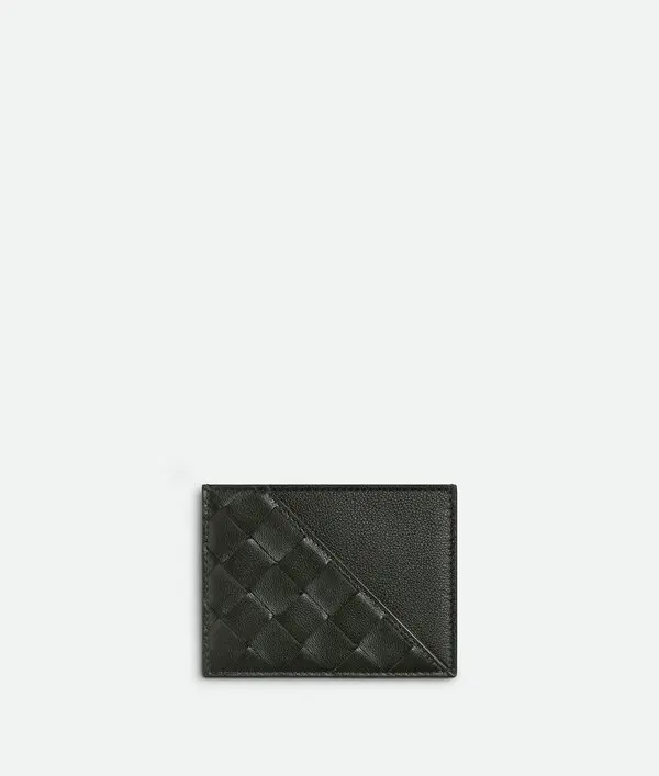 BOTTEGA  VENETA Intrecciato Diagonal Credit Card Case - Dark Green