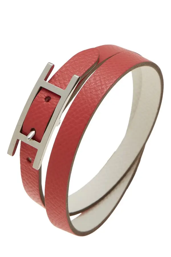 Hermès Leather Behapi Double Tour Bracelet - Red