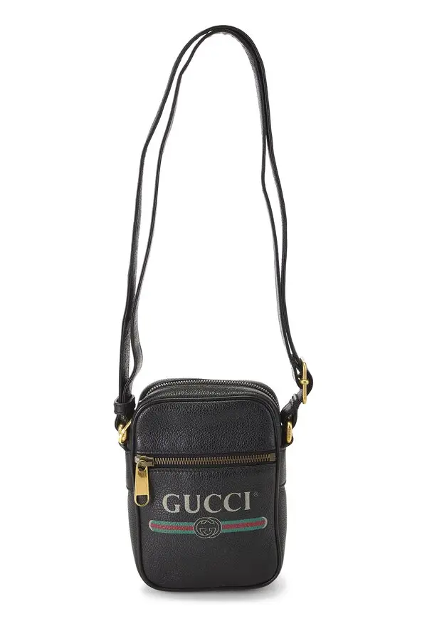 Gucci Leather Vertical Camera Bag - Black