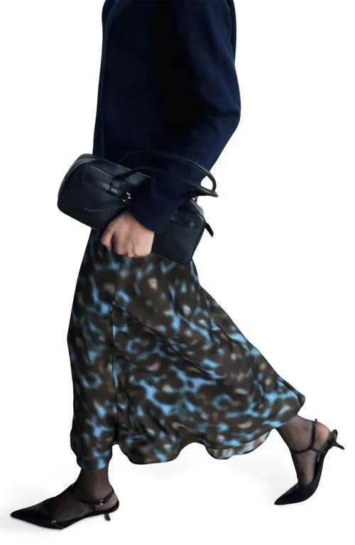 Mango Printed Satin Maxi Skirt