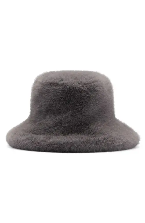 Mango Faux Fur Bucket Hat - Grey