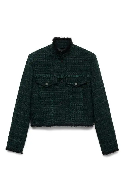 Mango High Collar Tweed Jacket